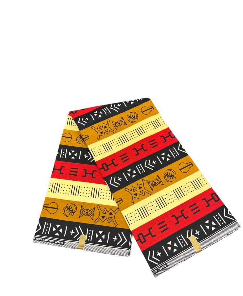 6 YARDS RED, YELLOW, BLACK , AFRICAN PRINT “DUODU RHYTHM” FABRIC ...